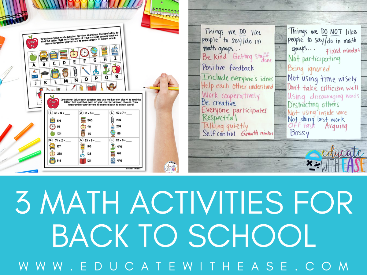 3 Elementary Math Activities For Back To School